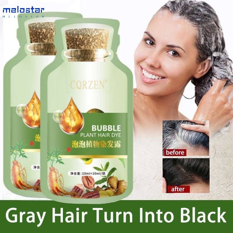 Shampoo de tintura de cabelo de ervas 20 g/saco, cabelo branco em preto ...