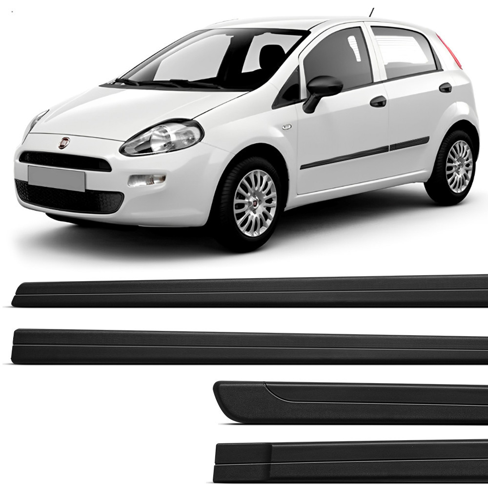 Jogo Friso Lateral Borrachão Fiat Punto 4 Portas 2008 2009 2010 2011 ...
