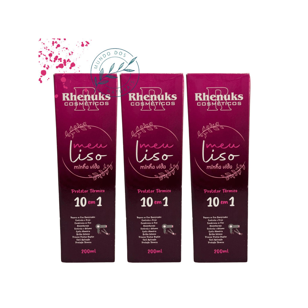 Kit 3 x Spray Meu Liso Minha Vida Protetor Térmico 10 em 1 Rhenuks 200 ML | Shopee Brasil