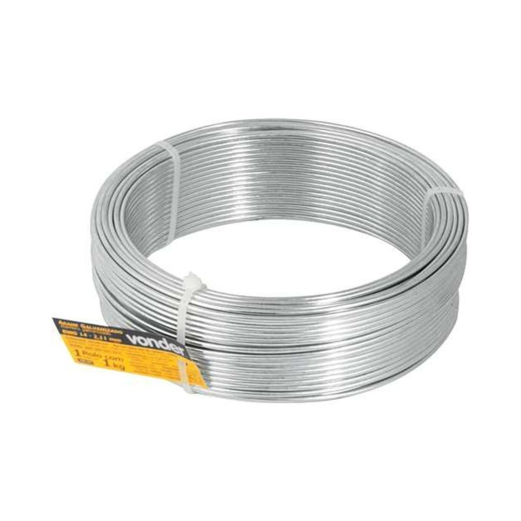 Arame galvanizado, industrial, BWG 14 Fio 2,11 mm, 1Kg VONDER | Shopee ...