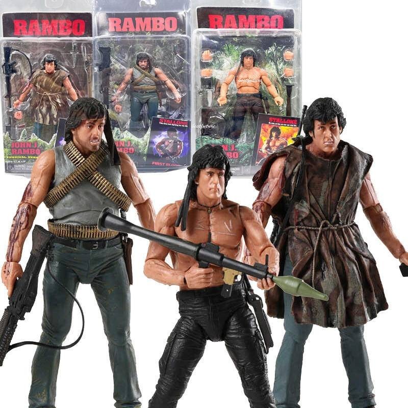 NECA Primeiro Sangue Rambo Sobrevivência Ação Articulada Figura Modelo ...