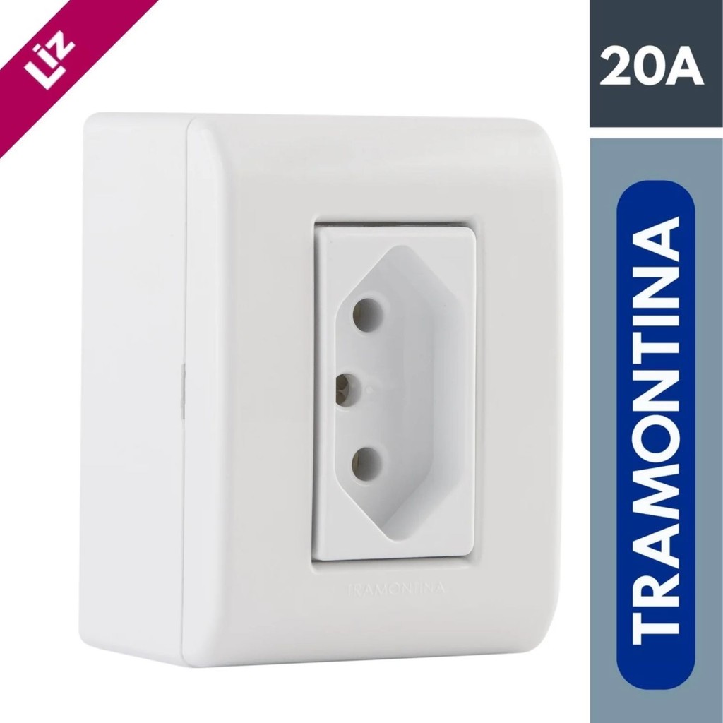 Caixa de Sobrepor com 1 Tomada 2P+T 20A 250V LizFlex Tramontina | Shopee Brasil