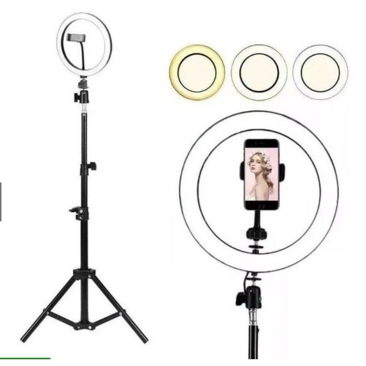 Ring Light Iluminador Anel Luz 36cm 14 Polegadas C/tripé 2,1 Mts | Shopee Brasil