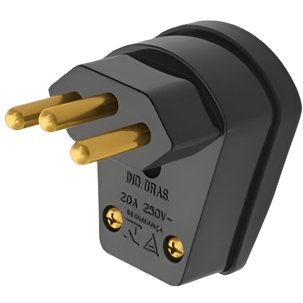 Plugue macho grande 3 pinos fame 20a lateral preto | Shopee Brasil