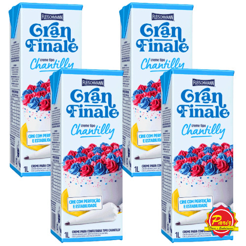 KIT 4 Chantilly Gran Finale 1 Litro Chantilly para Bolo Tortas Cupcakes ...