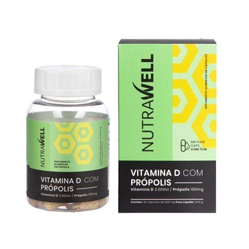 Vitamina D com Própolis 30 Cápsulas Nutrawell | Shopee Brasil