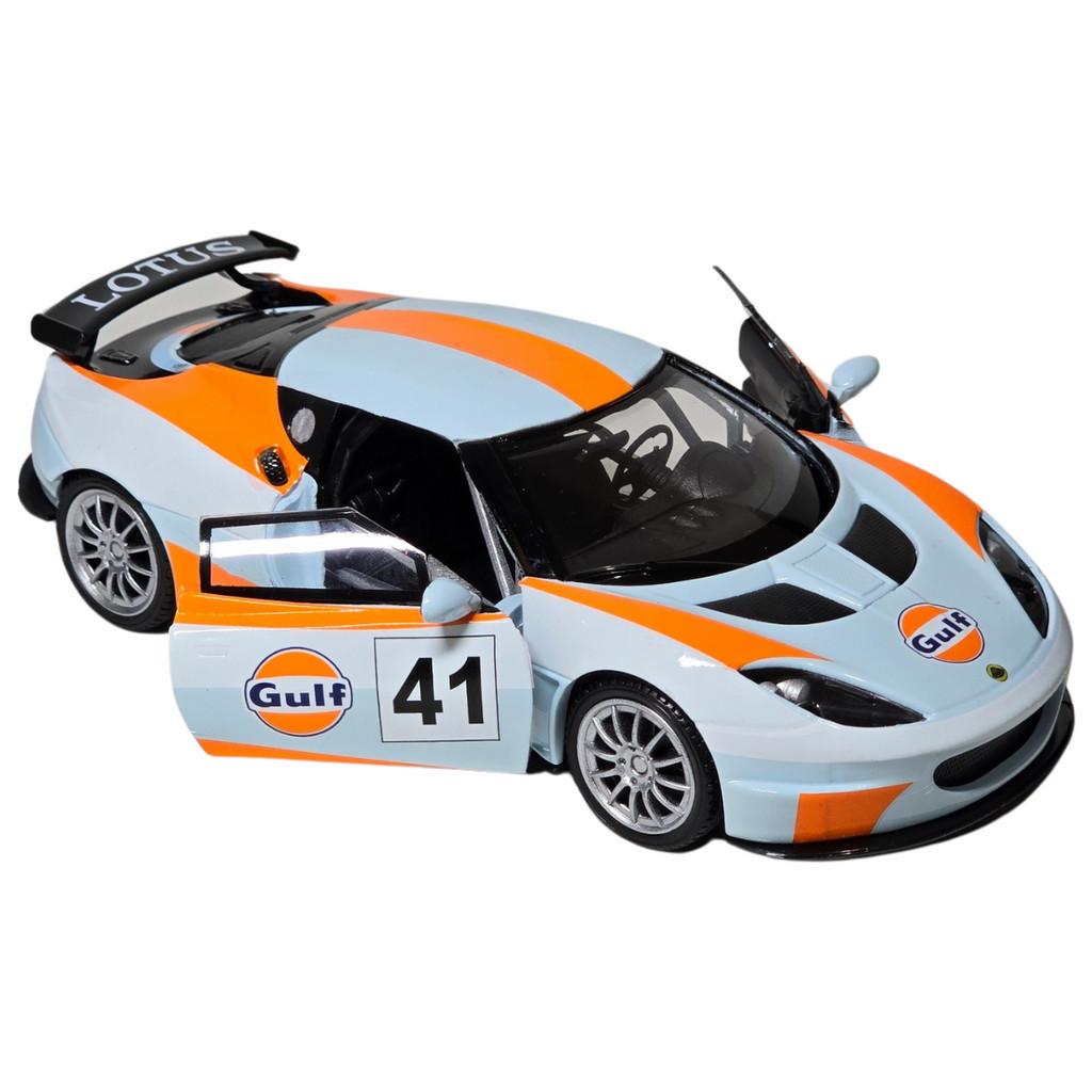Miniatura De Ferro Lotus Evora GT4 Gulf 18cm 1/24 Motor Max | Shopee Brasil
