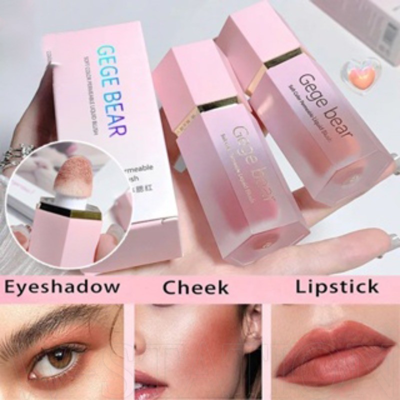 Gege Bear Big Head Brush Liquid Blush-Impermeável , Úmido Fino ...