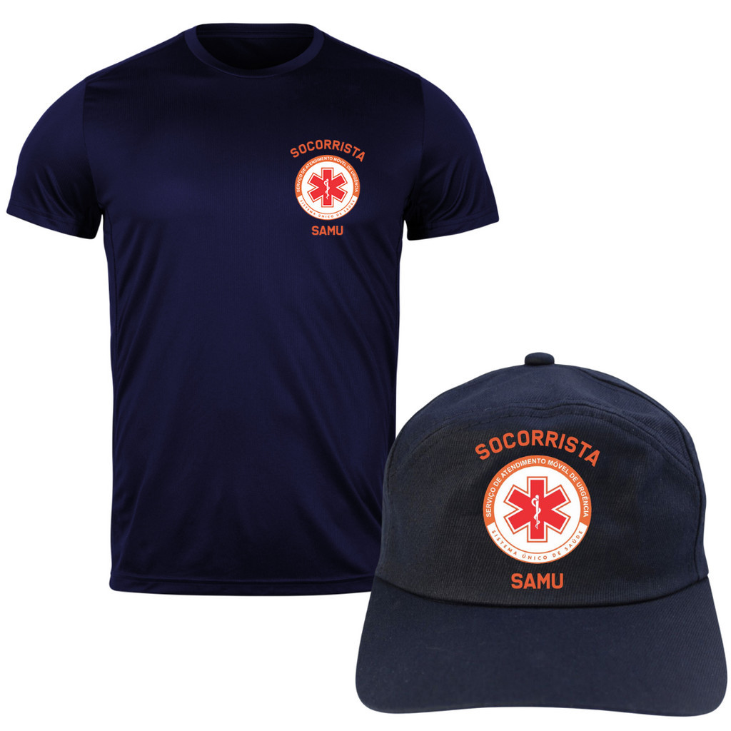 KIT Camiseta e Boné Socorrista SAMU - Uniforme SAMU | Shopee Brasil