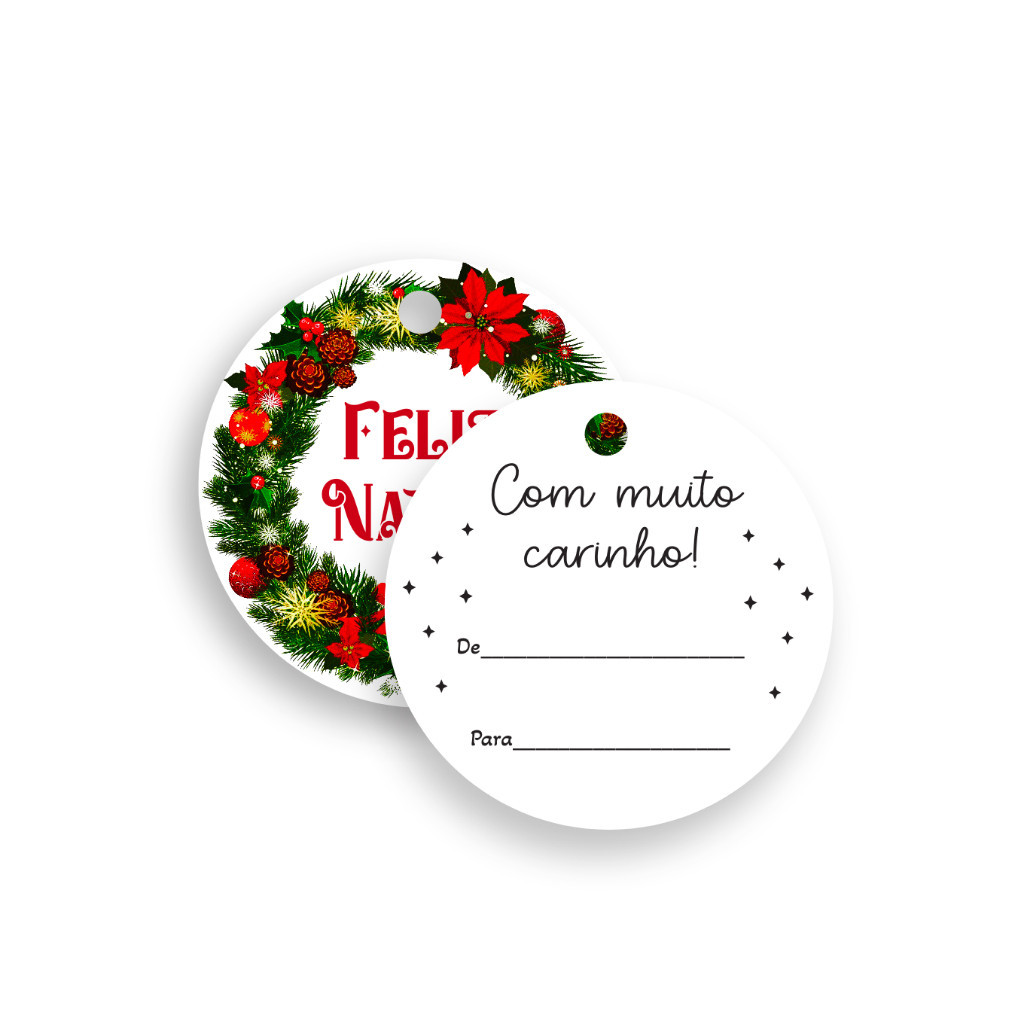 100 Tag Natal Couchê Com Verniz + 120 Adesivo/ Lacres Padrão | Shopee ...