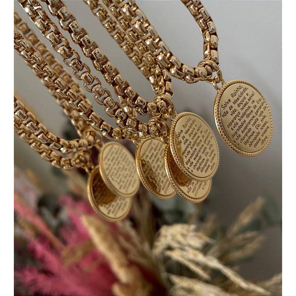Colar Salve Rainha Dourado | Shopee Brasil