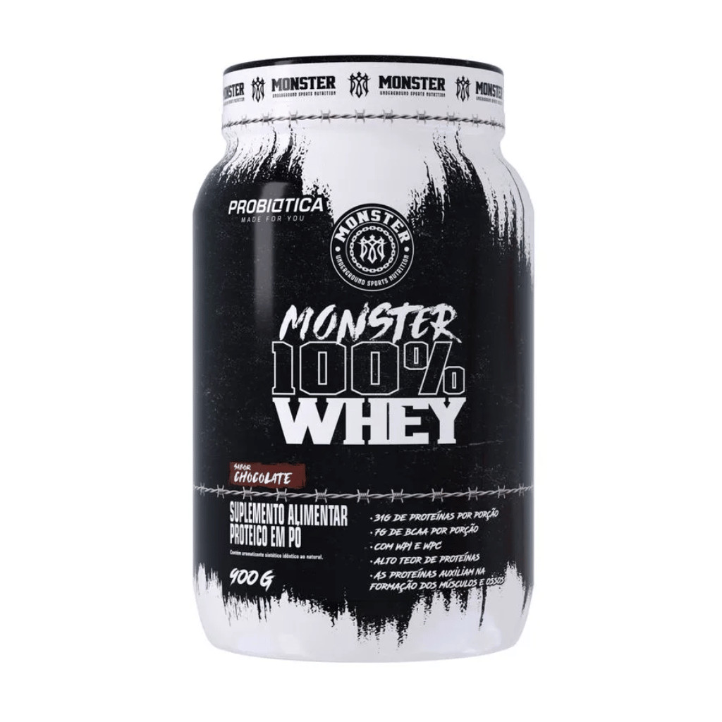 Whey Protein 100% Probiótica Monster - Pote 900g | Shopee Brasil