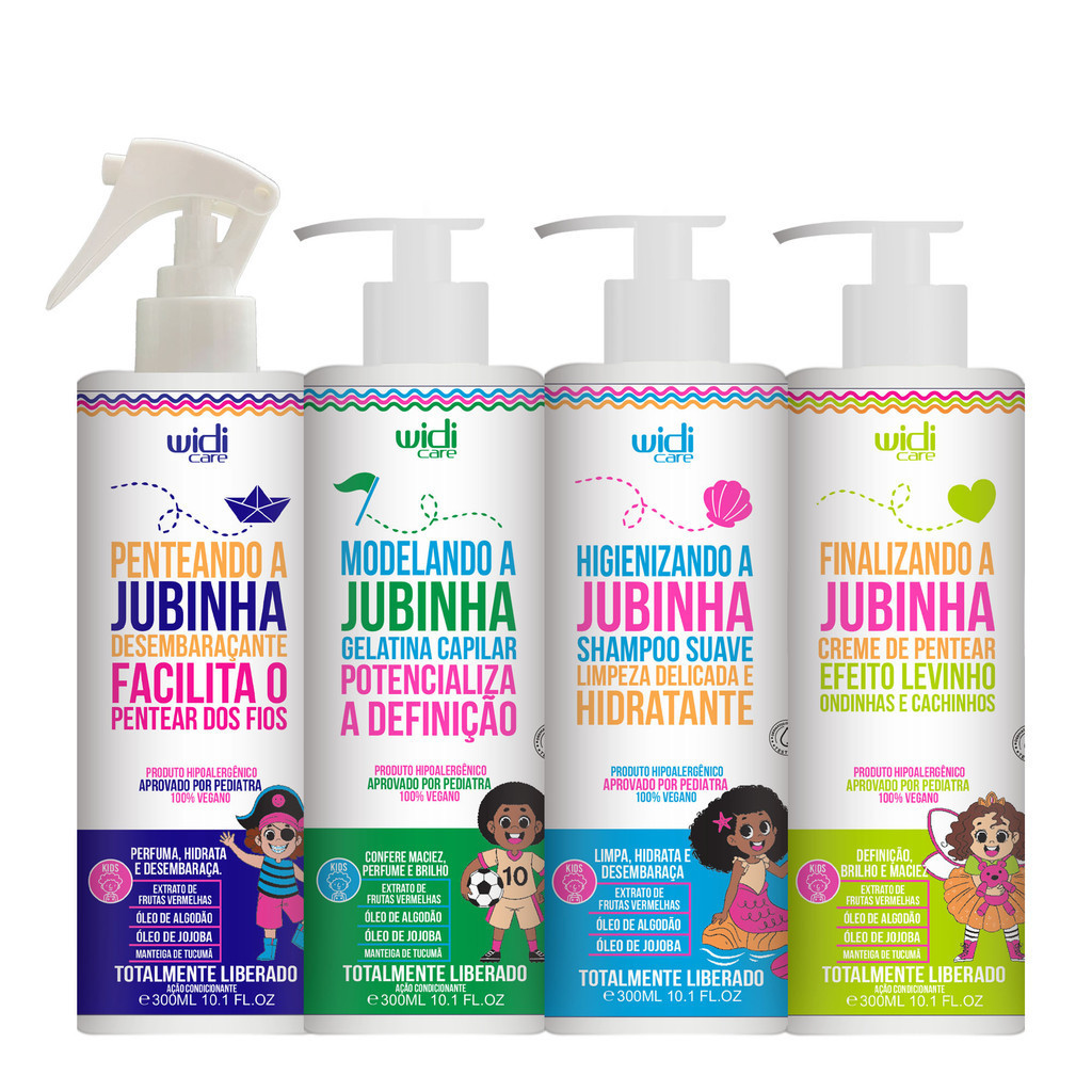 Kit Widi Care Infantil Jubinha Shampoo, Gelatina, Creme Levinho, Spray ...