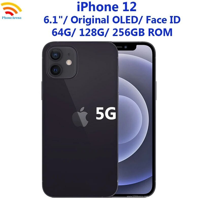 95% Novo Original Apple iPhone 12 iPhone12 64GB 128GB 256GB ROM 4GB RAM 6.1 "Genuine Super OLED ...