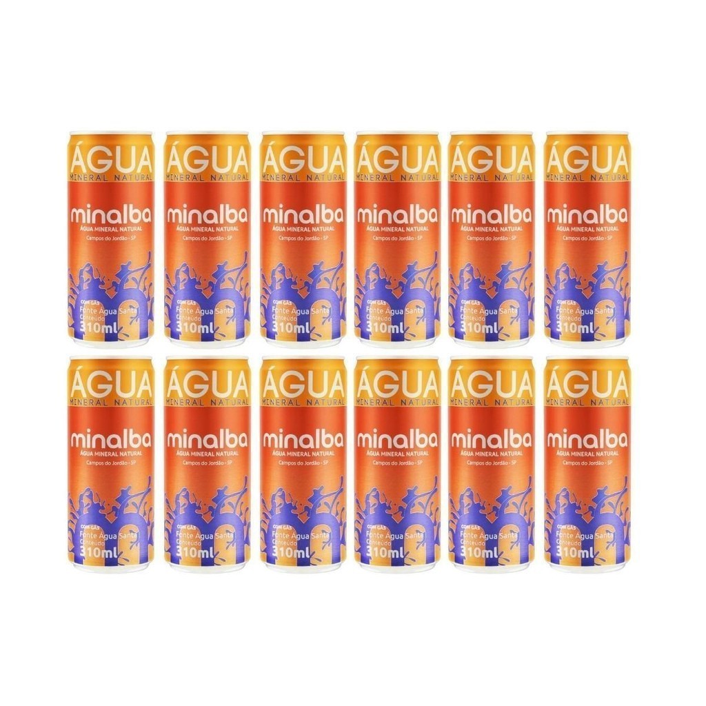 Kit 12 Unidades Agua Mineral Minalba Natural Com Gas Lata 310ml ...