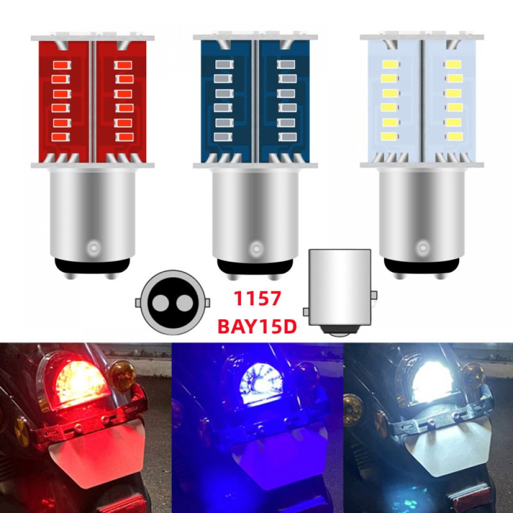 12V 30SMD Motocicleta Freio Cauda Sinal Estroboscópico Pisca LED Luz De Parada BAY15D | Shopee ...