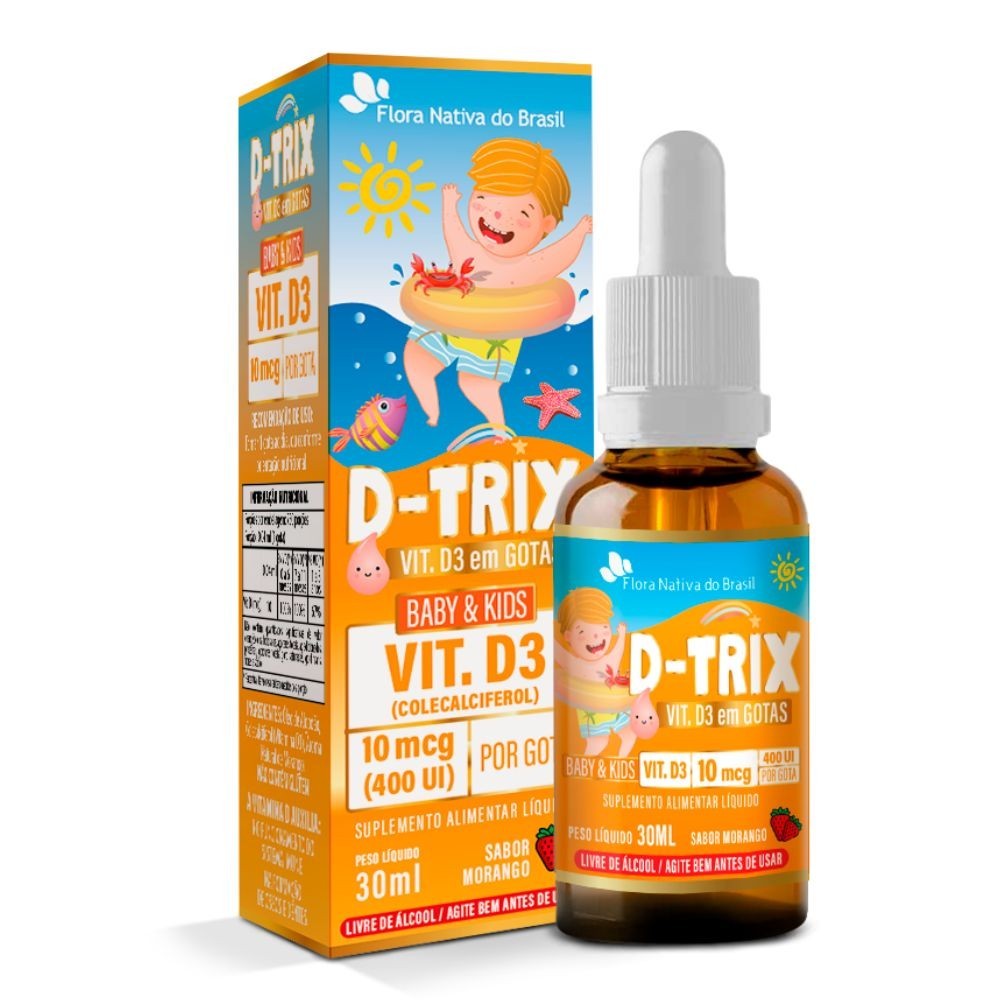 Vitamina D - Trix ( Vit D 500 UI / Gota) 30ml Sabor Morango KIDS ...