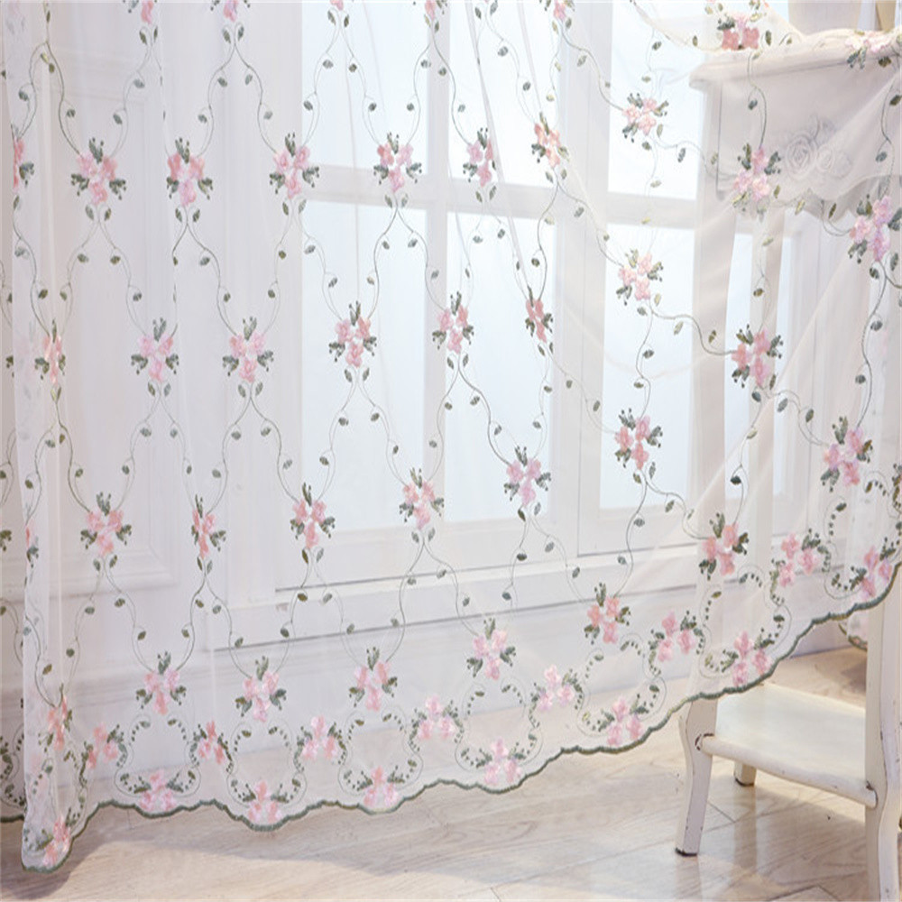 Cortina Floral Rosa Para Sala De Estar Sweet Voile Tulle Girls Quarto ...