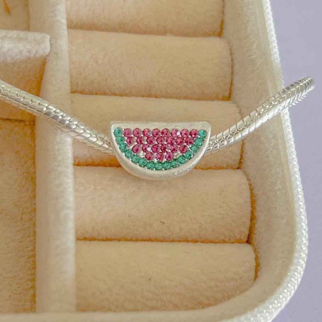 Berloque Melancia Cravejada a prata 925 pandora life vivara | Shopee Brasil