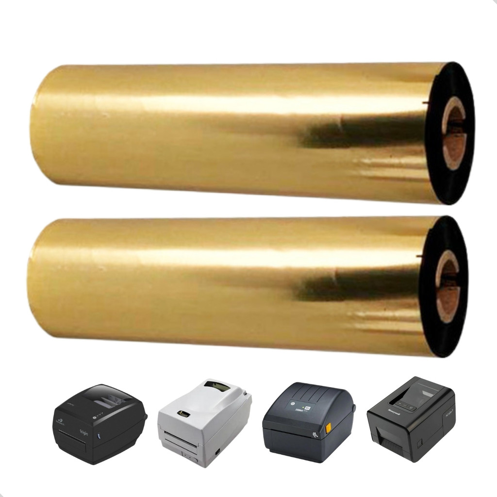 4 Rolos Ribbon Misto (cera e resina) 110x74 PRETO P/ Zebra Zd220 ZD230T ...