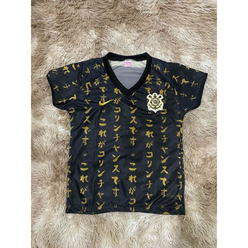 Camisa Feminina Baby Look Corinthians Japão Preto | Shopee Brasil