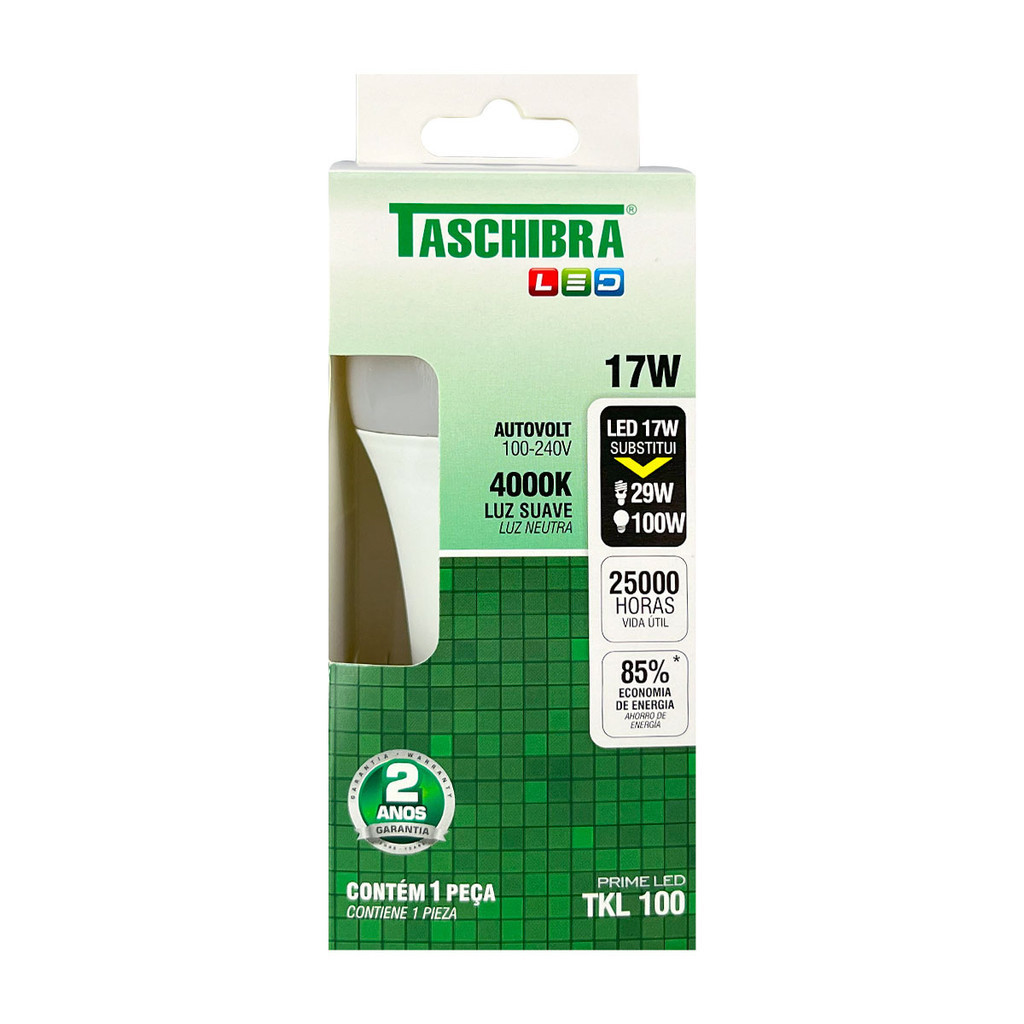 Lâmpada de Led Bulbo TKL100 17W 4000K E27 Autovolt - Taschibra - 740510 | Shopee Brasil