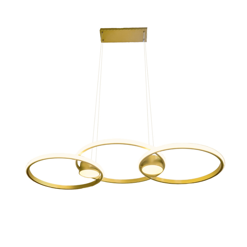 Lustre Pendente Luminária Led Com 3 Anéis Moderno 60W Sala/ Sala de ...