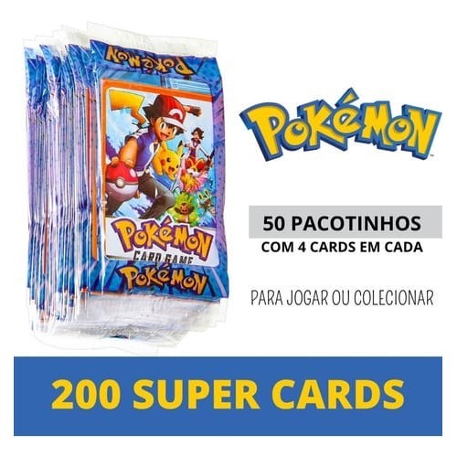 Cartinhas 200 Cards Pokemon 50 Envelopes Lacrados Brincar | Shopee Brasil