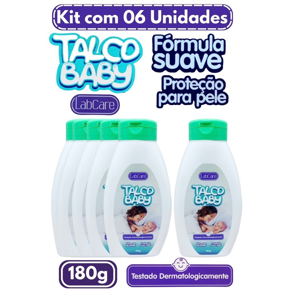 KIT COM 06 TALCO PARA BEBE / TALCO BABY LABCARE / 180 GRAMAS – SUAVE ...