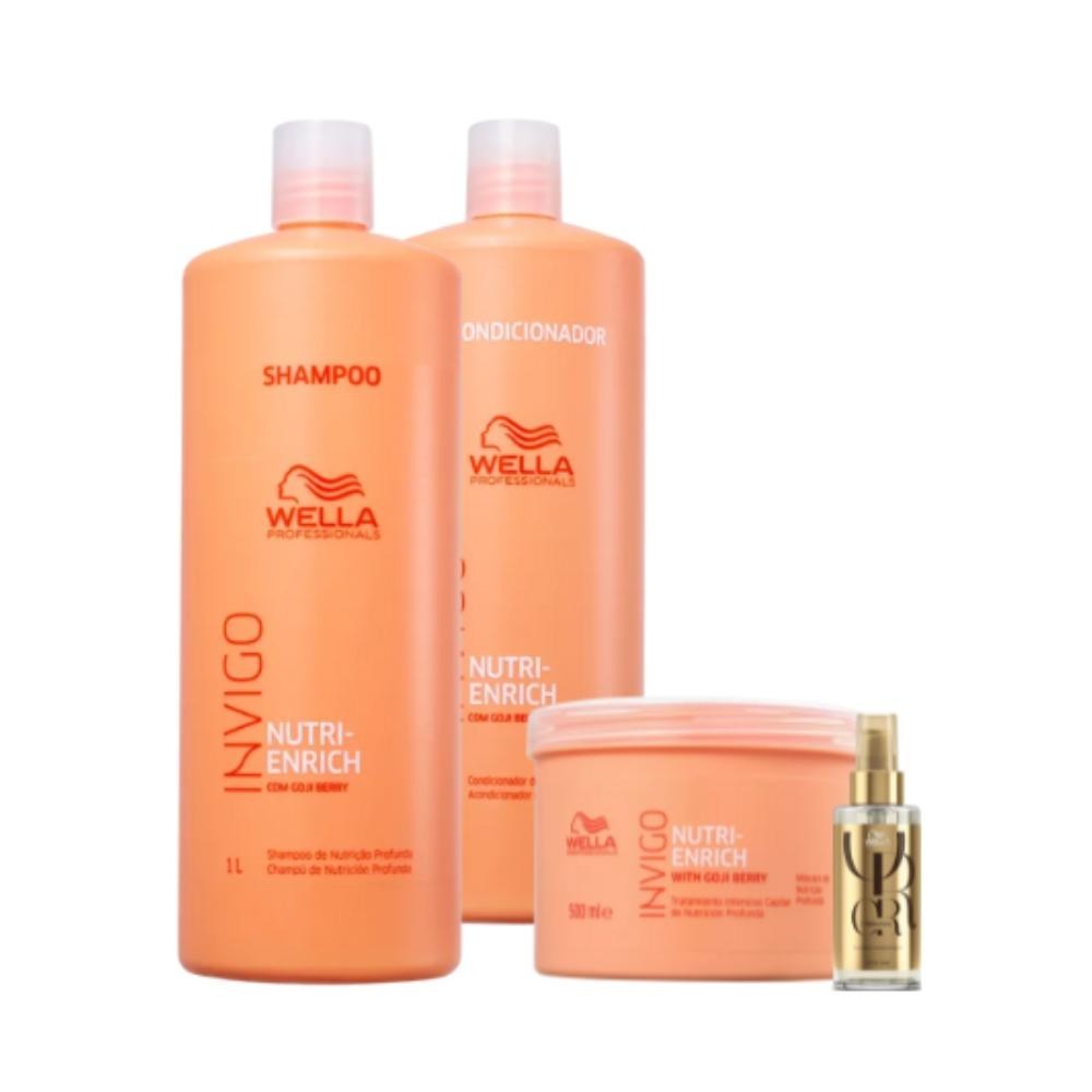 Wella Kit Nutri Enrich Sh 1L + Cond 1L + Masq 500g + Oil Reflections ...