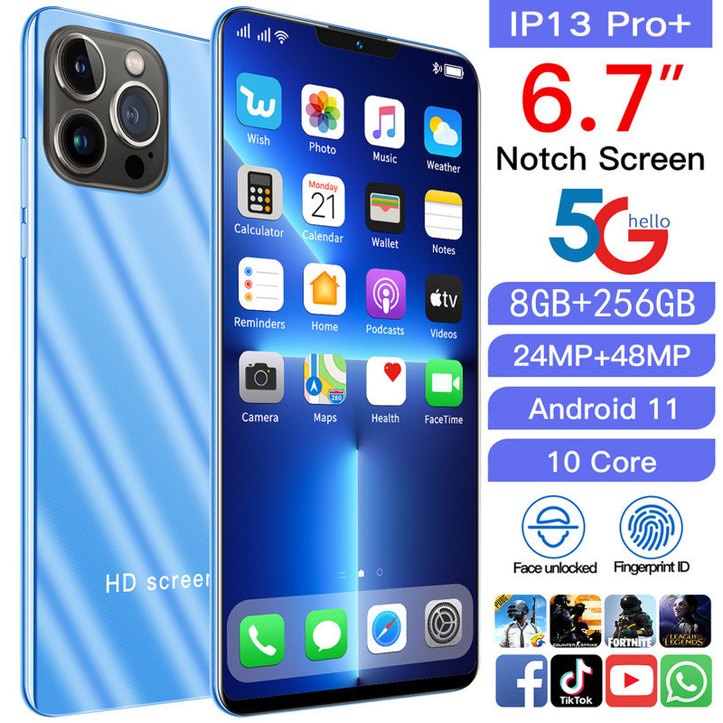 Telefone celular IP13 Pro Max 6,7 polegadas 8GB RAM 256GB ROM | Shopee Brasil