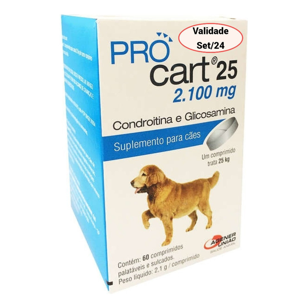 Procart 25 Suplemento Alimentar Caes Pro Cart 60 Comprimidos Porte ...