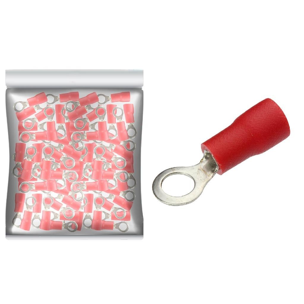 100x Terminal Olhal Anel M3 Pré Isolado - Fio de 0,5 a 1,5mm | Shopee ...