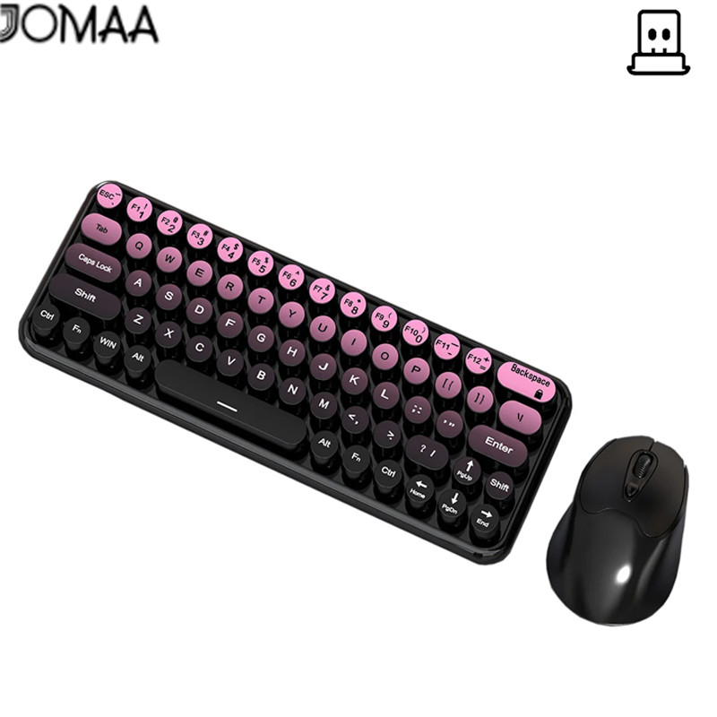 Jomaa 2.4G Wirelss Teclado Mouse Combo 65 Teclas De Cor Gradiente Ratos Silenciosos Sem Fio Para ...