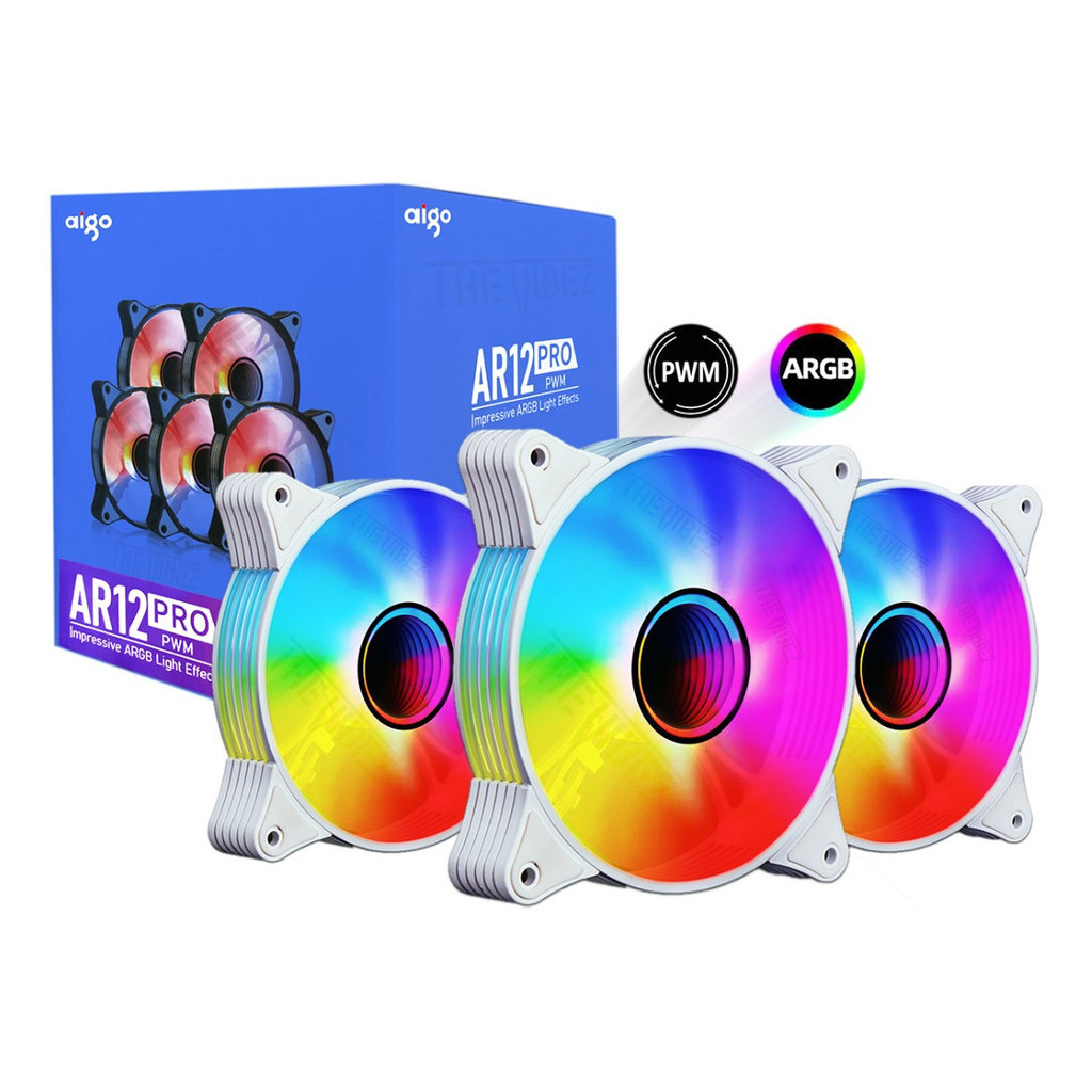 Cooler Fan Aigo Ar12 Pro Argb + Pwm 3 Fans Infinity Brancos | Shopee Brasil