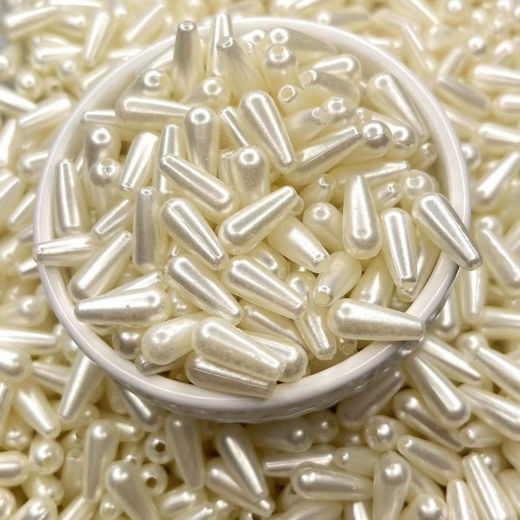 210pcs Gota De Água Perfurada Contas De Branco-creme 6*14 | Shopee Brasil