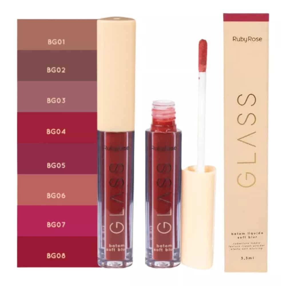 Batom Líquido Soft Blur Linha Glass Ruby Rose 8 Opções Cores | Shopee ...