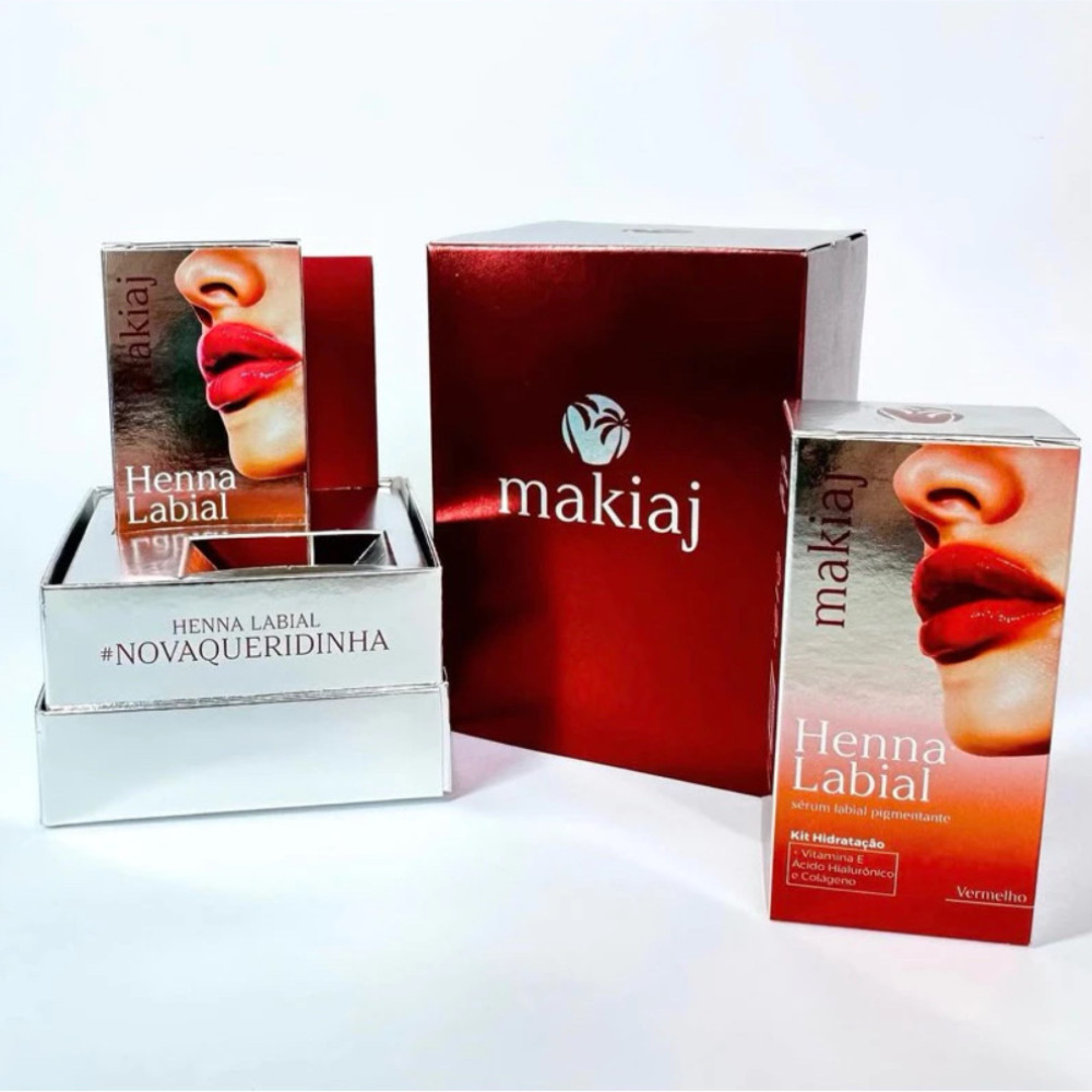 Kit 2 Unidades Henna Labial Makiaj Rosa e vermelha 3ML | Shopee Brasil