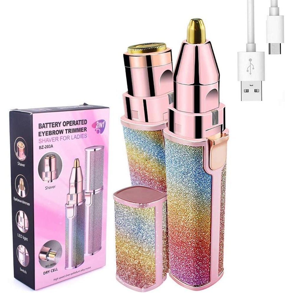 Aparador de sobrancelhas elétrico mini depilador 2 em 1 lâmina indolor para lábios faciais ...