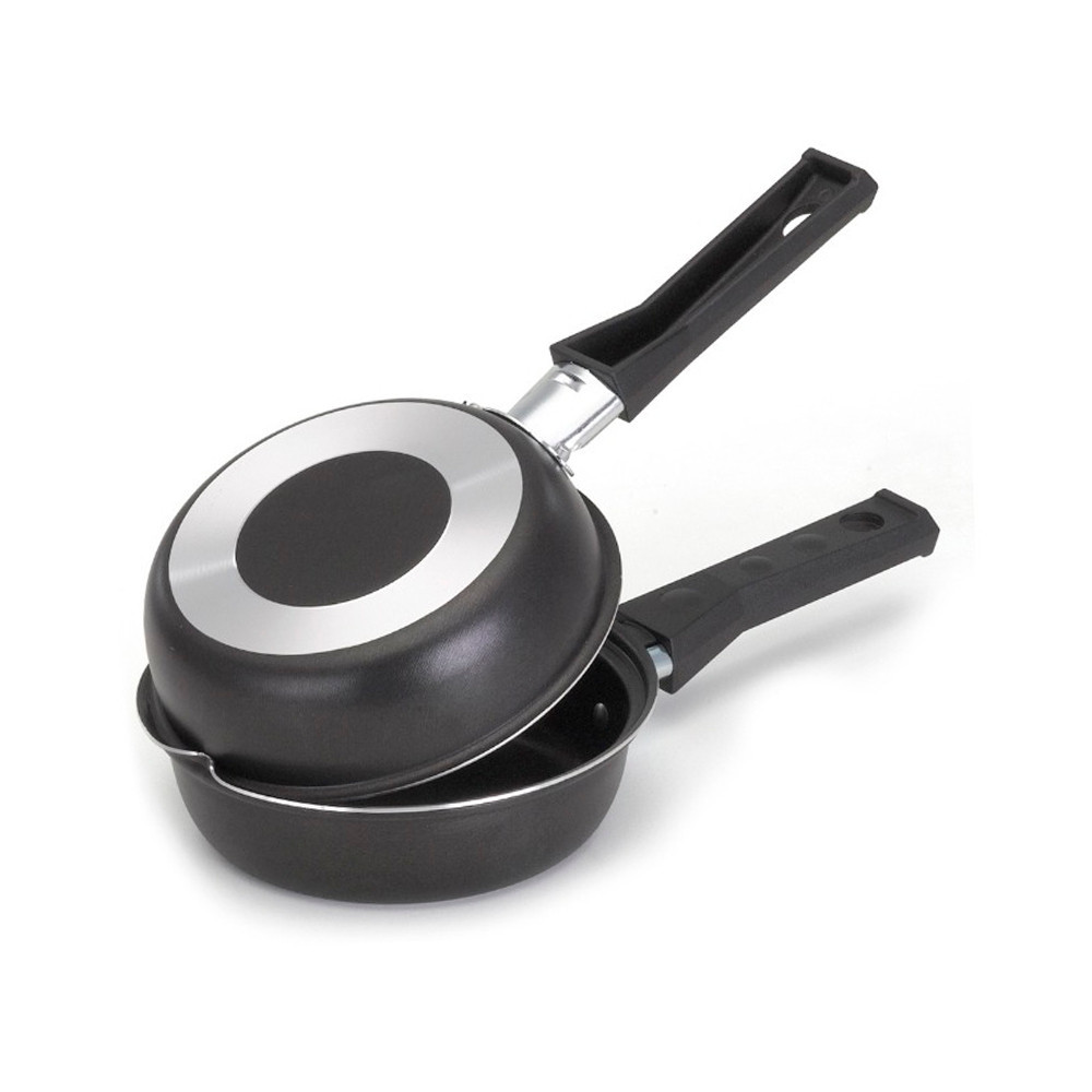 Frigideira Dupla Hamburgueira e Omeleteira Antiaderente 14 cm Preto ...