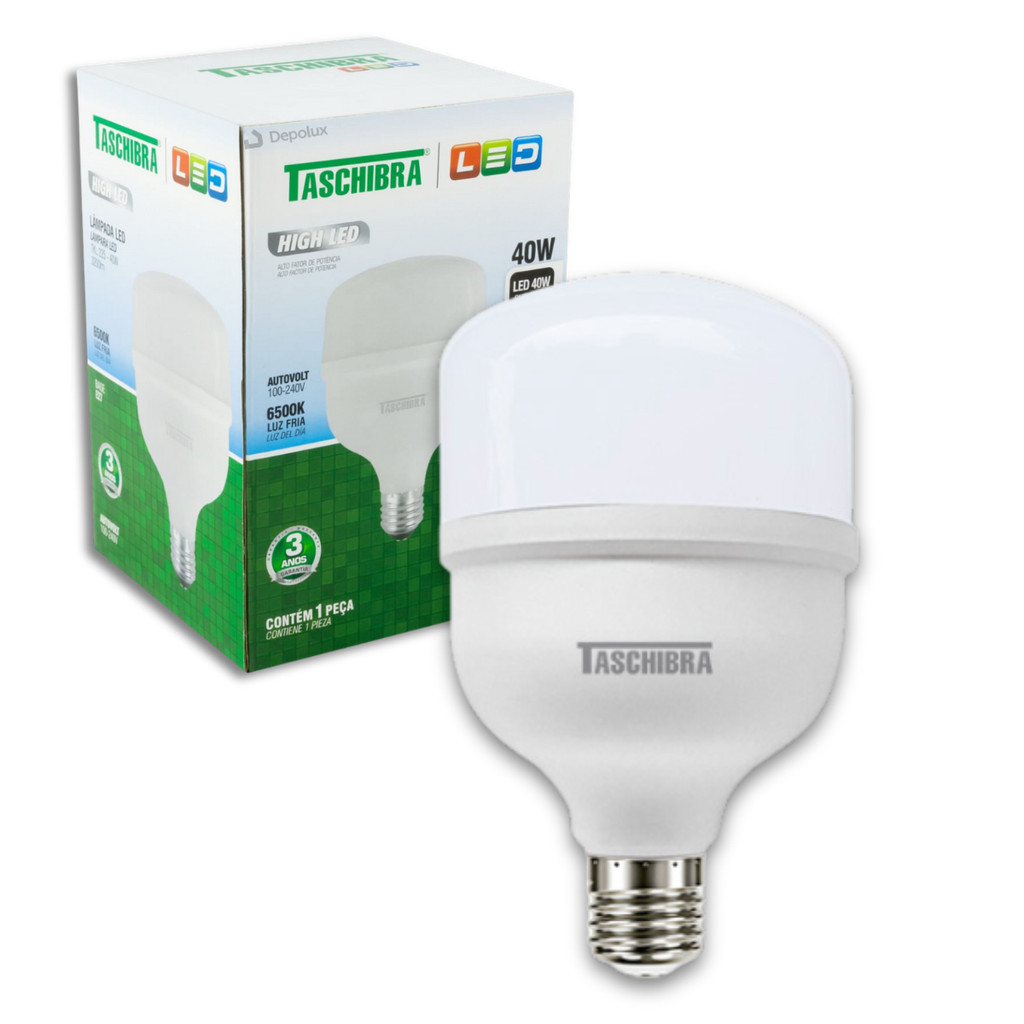 Lâmpada Led 40w Luz Fria 6500K Econômica Galpão Comércio Sala Tkl 225 Taschibra | Shopee Brasil
