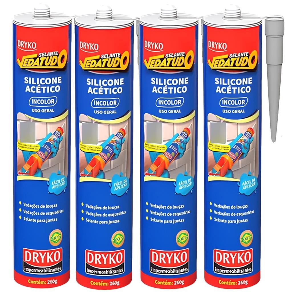 Cola Silicone Veda tudo Fixa tudo Kit 4 tubo silicone 260g | Shopee Brasil