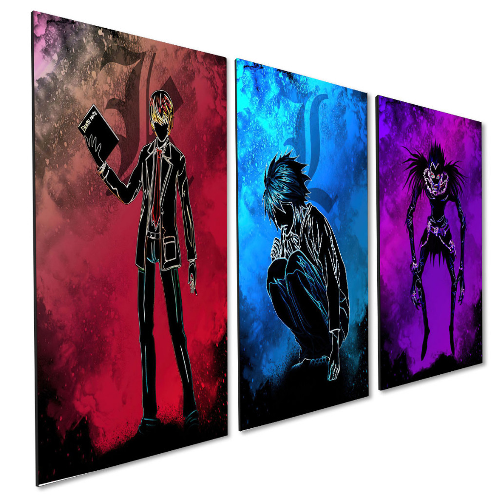 Kit 3 Quadros Decorativos Anime Death Note Art Exclusiva DECORAÇÃO ...