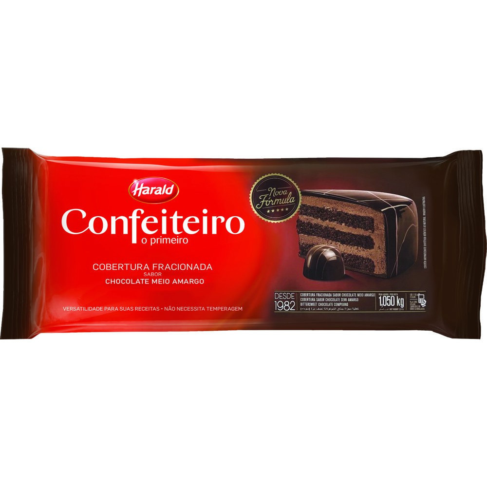 Cobertura Fracionada Chocolate Meio Amargo Harald 1,01kg | Shopee Brasil