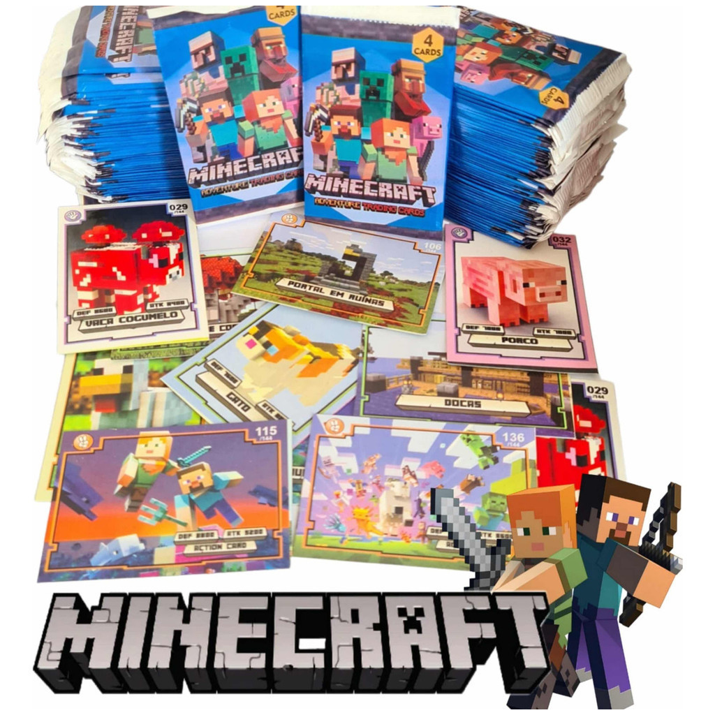 600 Cards/figurinhas Minecraft = 150 Envelopes Bafo | Shopee Brasil