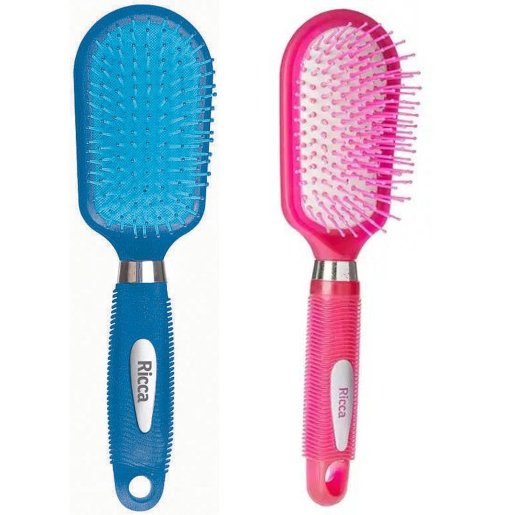 ESCOVA DE CABELO RICCA CRYSTAL RETANGULAR COM ALMOFADA 170 | Shopee Brasil