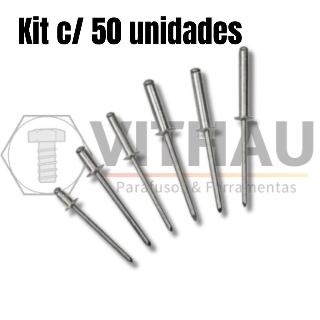 Rebite Pop Repuxo Alumínio Diversos Tamanhos - KIT 50 PEÇAS | Shopee Brasil
