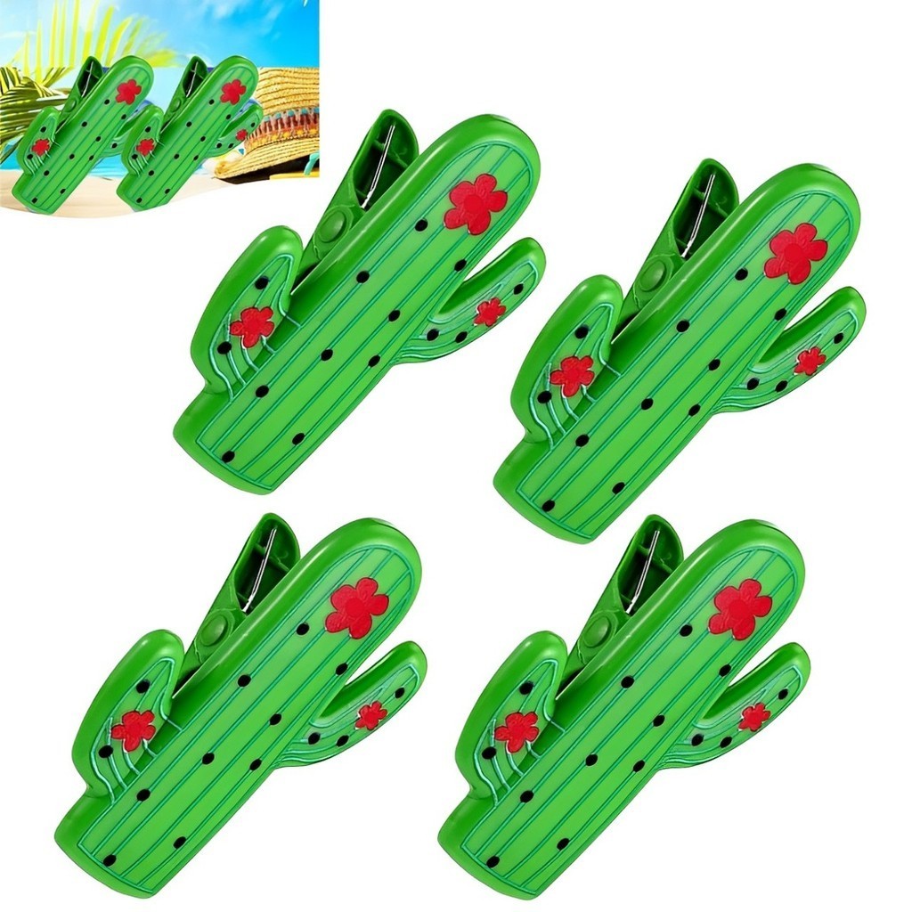 Kit 4 Prendedores De Toalha Modelo Cactus Clip Verde Para Cadeira De ...