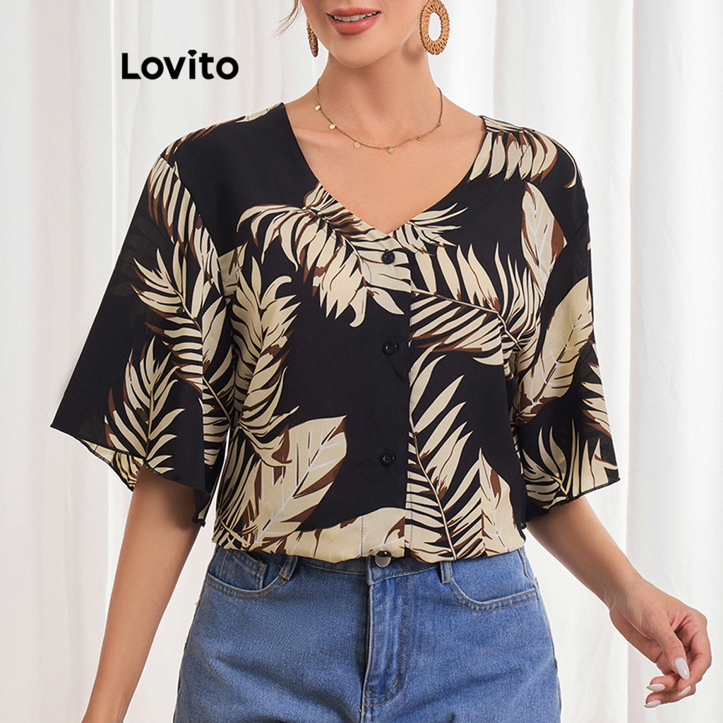 Lovito Blusa casual xadrez colorblock para mulheres LBL19793 | Shopee ...