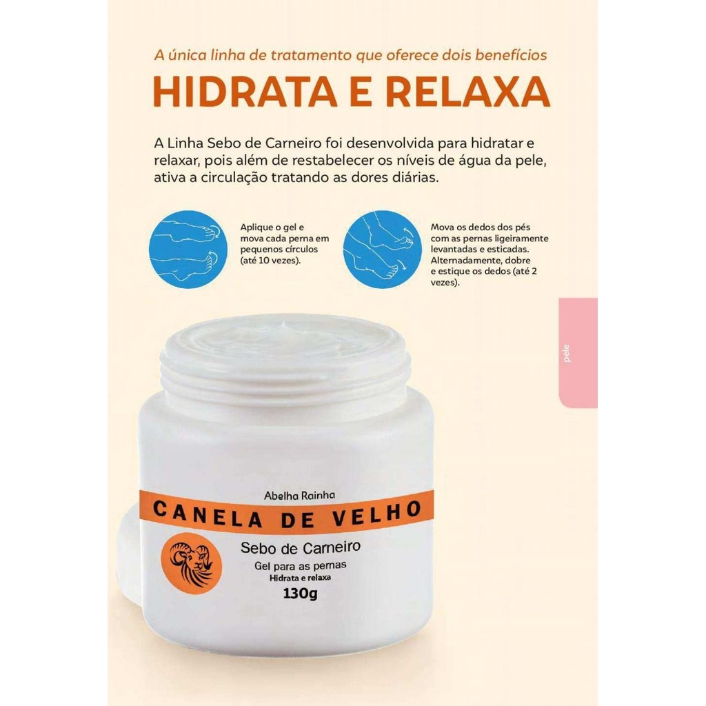 Canela de Velho Com Sebo de Carneiro Gel Para As Perna Hidrata E Relaxa ...